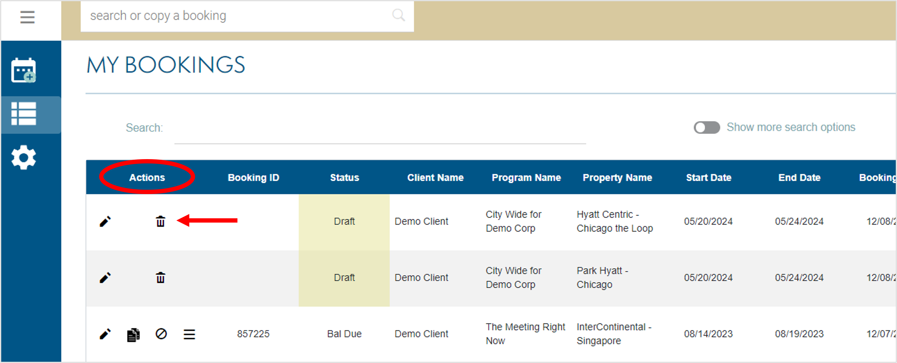 How do I delete a draft booking? – Sandbox 2025
